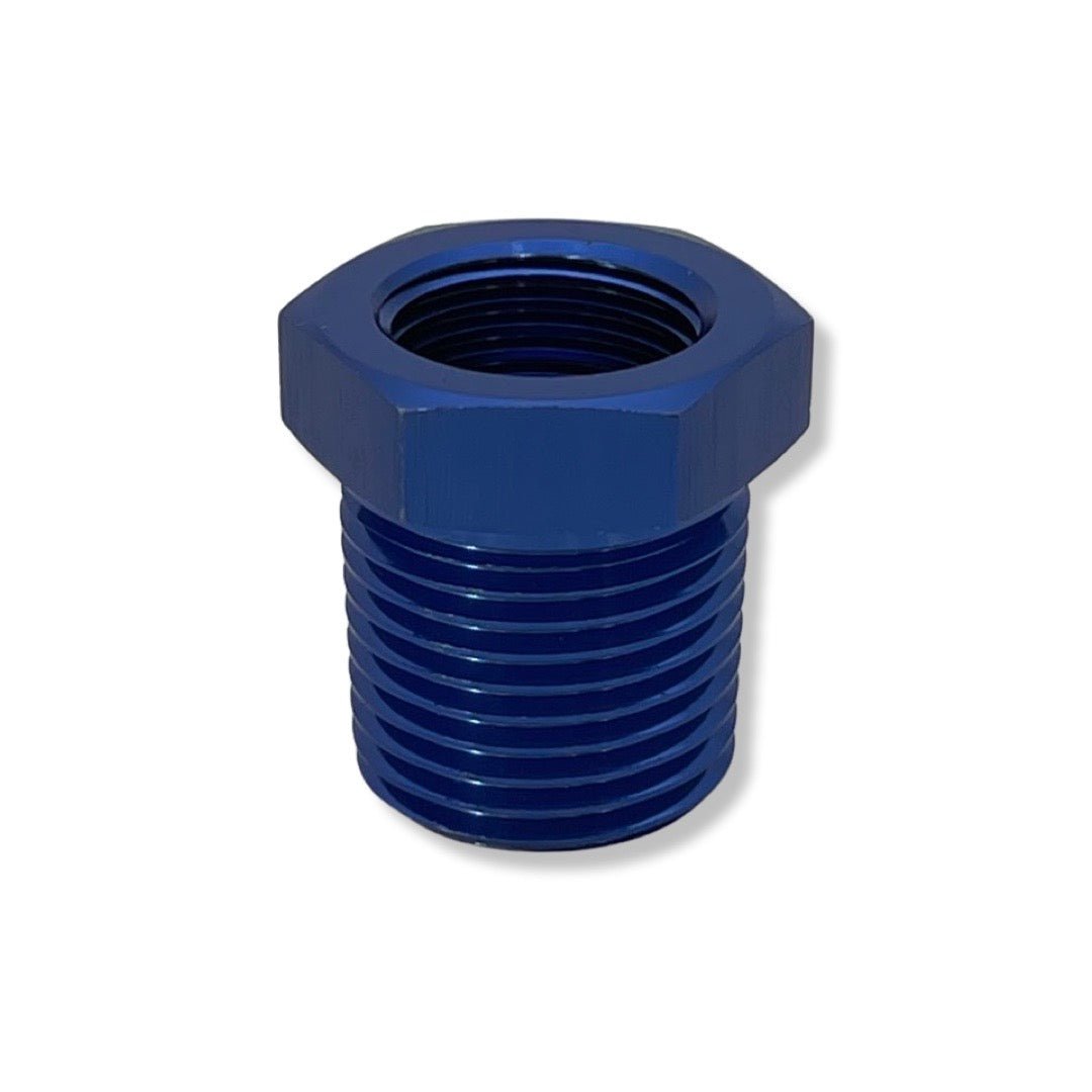 1 2 14 NPT To 1 4 18 NPT Reducer Blue AN3 Parts 1 2 14 NPT To 1 4 18 NPT Reducer Blue AN3 Parts