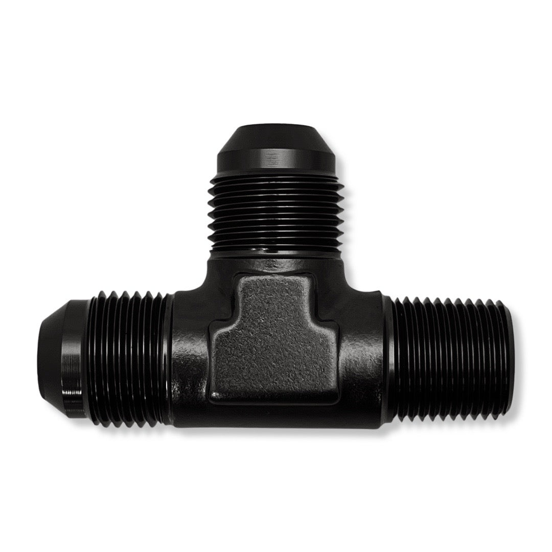 AN12 Male Tee Adapter With 3/4" -14 NPT On Run - Black – AN3 Parts